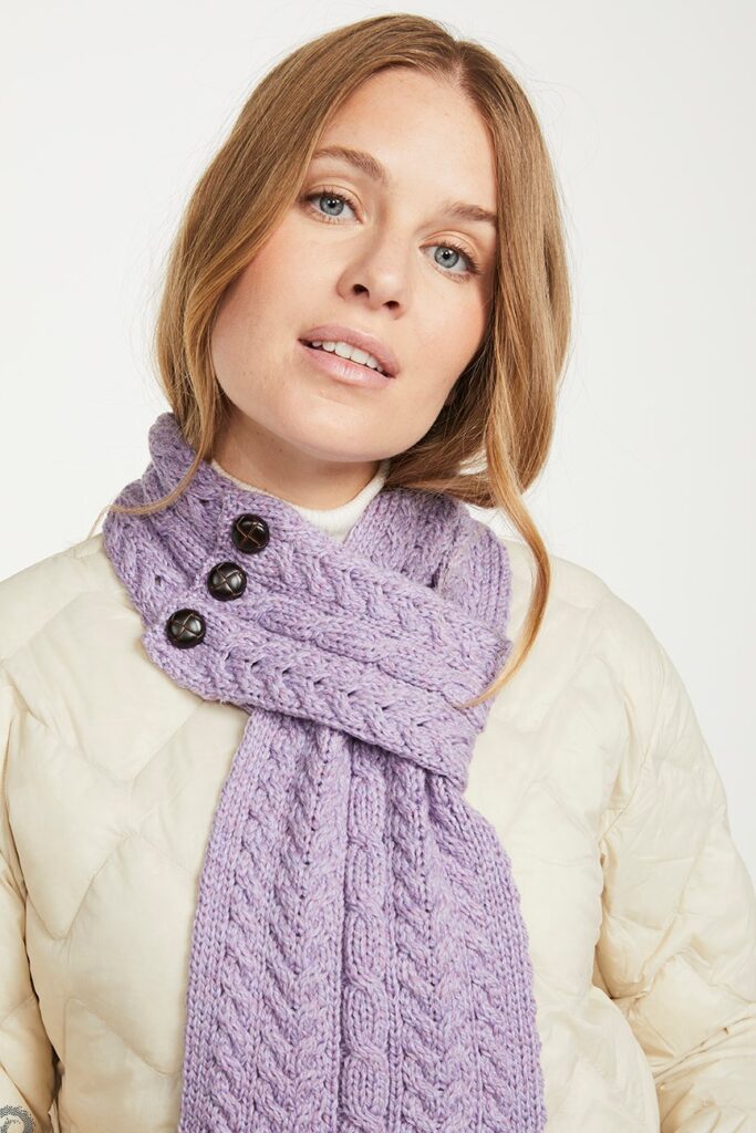 Aran Scarf with Traditional Buttons - Aran Islands Knitwear