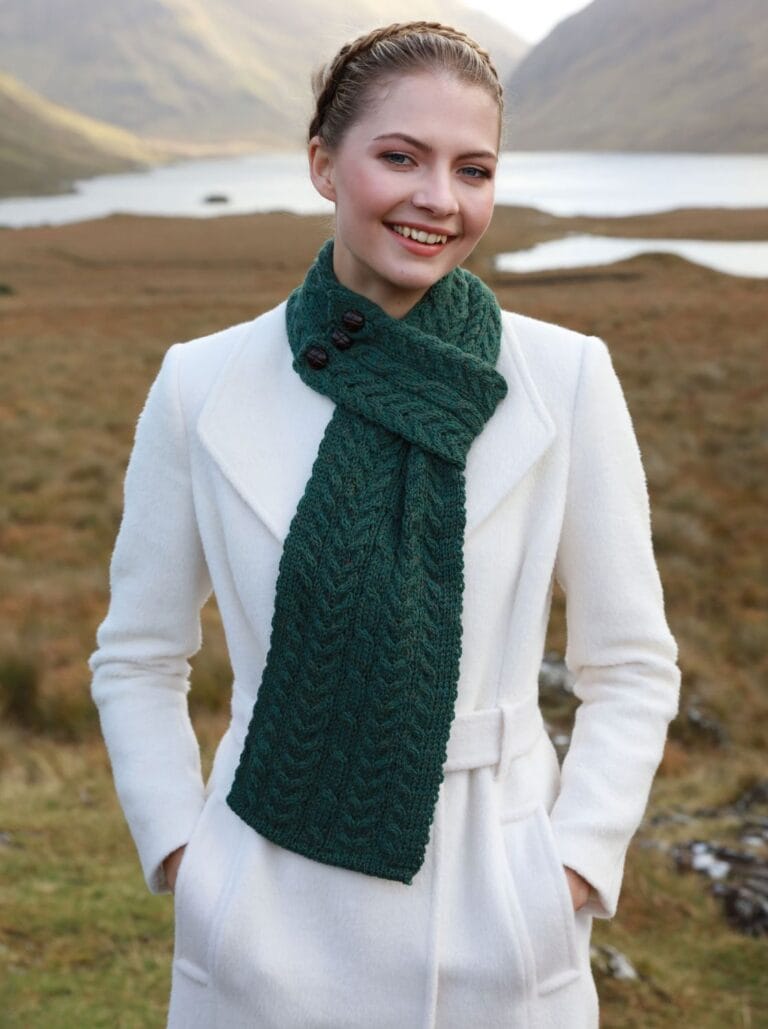 Aran Scarf with Traditional Buttons - Aran Islands Knitwear