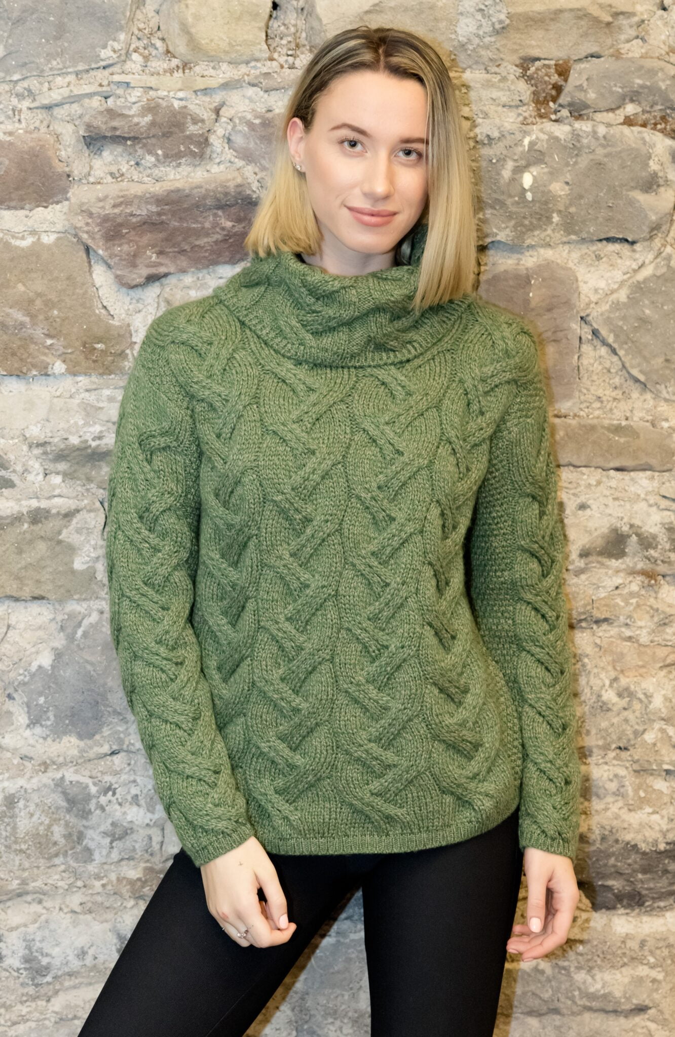 Supersoft Plaited Sweater with Oversized Turtleneck - Aran Islands Knitwear