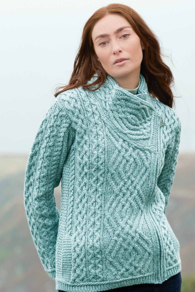 Celtic Cardigan with Side Zip - Aran Islands Knitwear