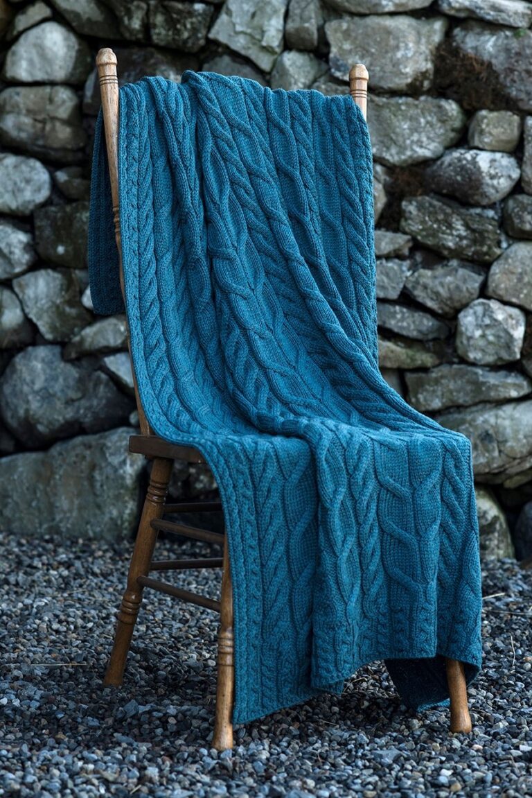 Knitted Throw with a Variety of Traditional Aran Patterns - Aran ...